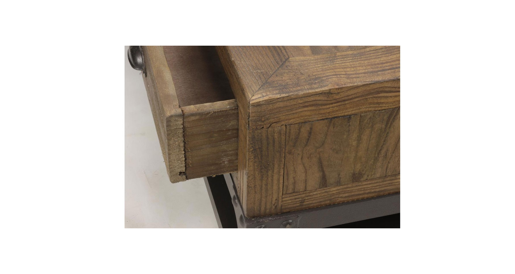 Table basse design industriel en bois et en métal Cheddar