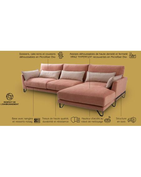 Canapé d'angle design moderne et confort profond luxe Nadia