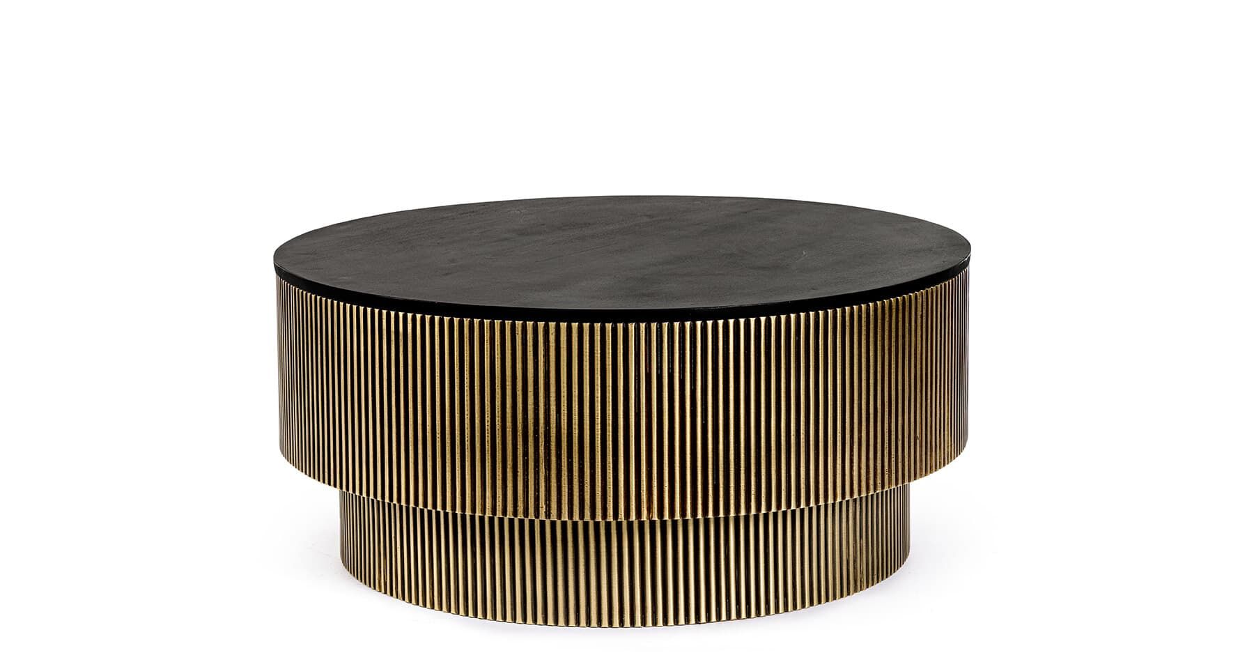 Table ronde 120 cm pieds cannelés Dacca design bois – Bizzotto