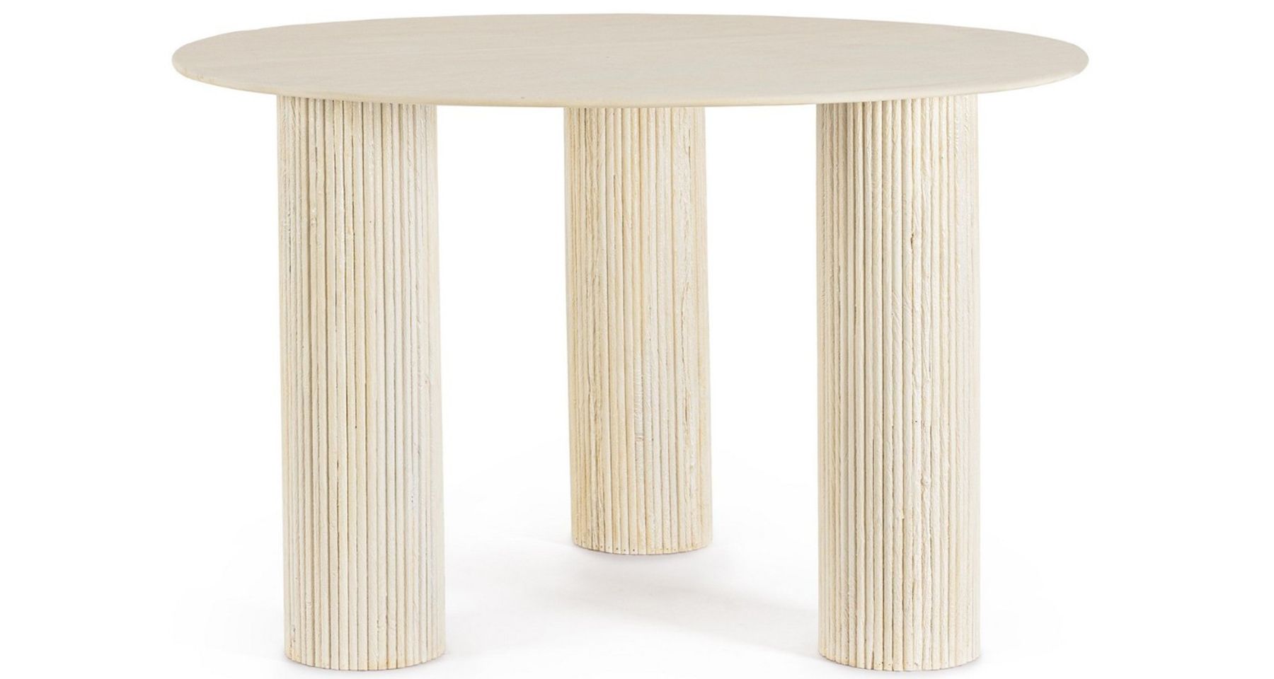 Table ronde 120 cm pieds cannelés Dacca design bois – Bizzotto